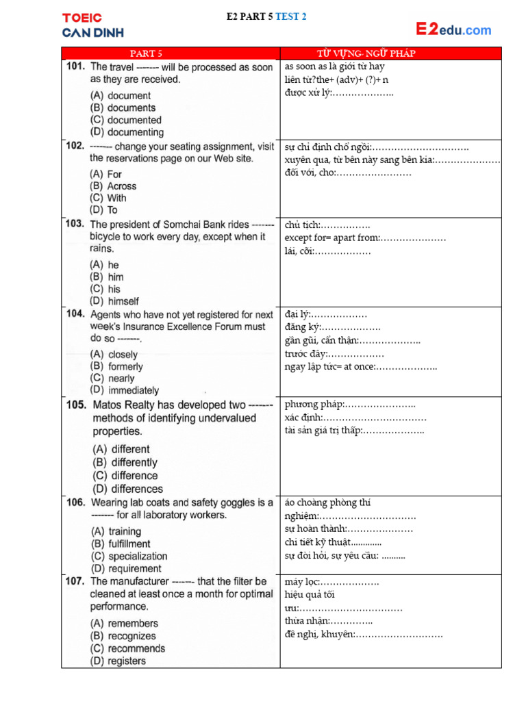 C2 E2 Part 5 Test 1 | PDF