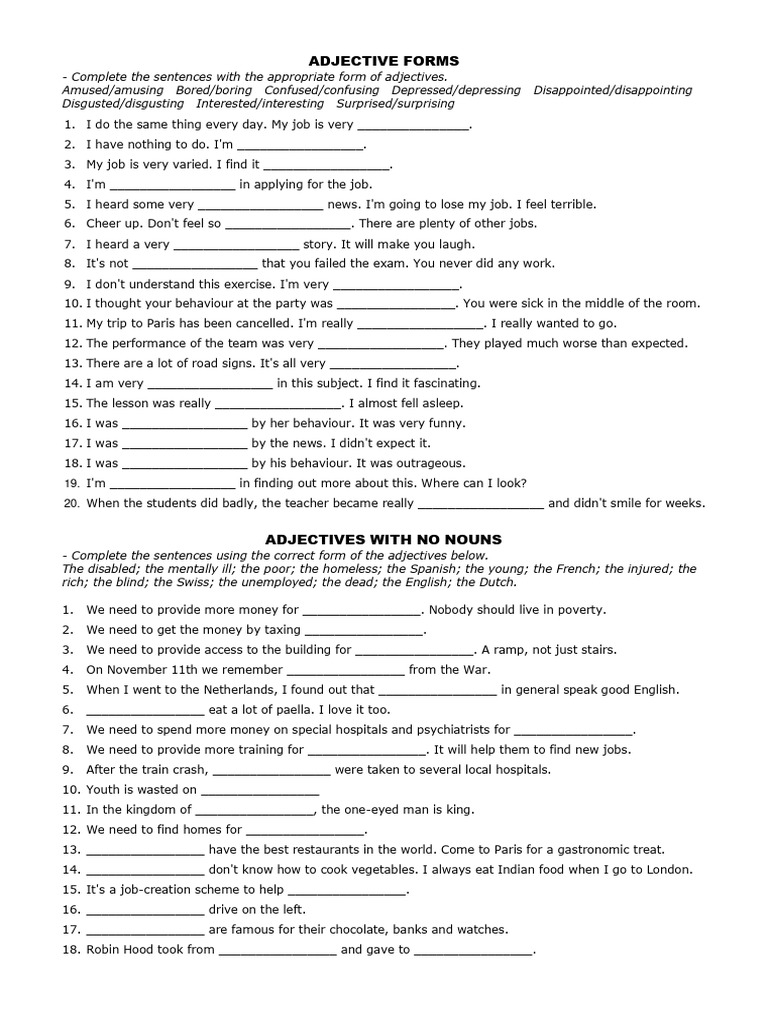 ADJECTIVE FORMS | PDF