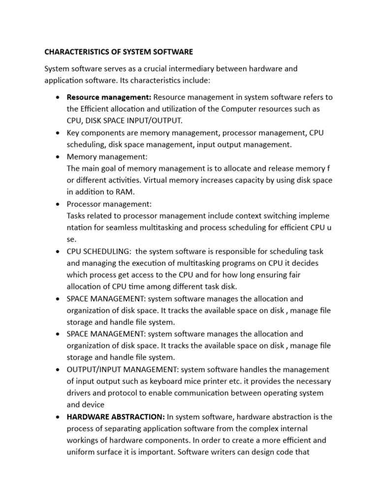 Characteristics of System Software | PDF | Computer Data Storage | Process (Computing)