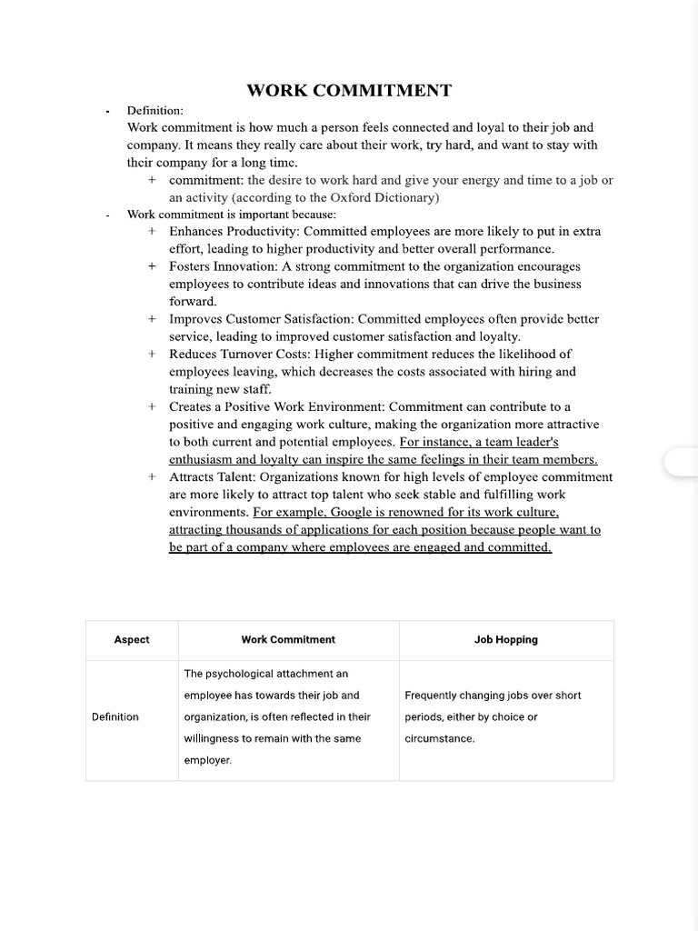 Work commitment | PDF