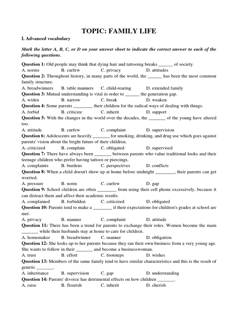 TOPIC Family Life | PDF