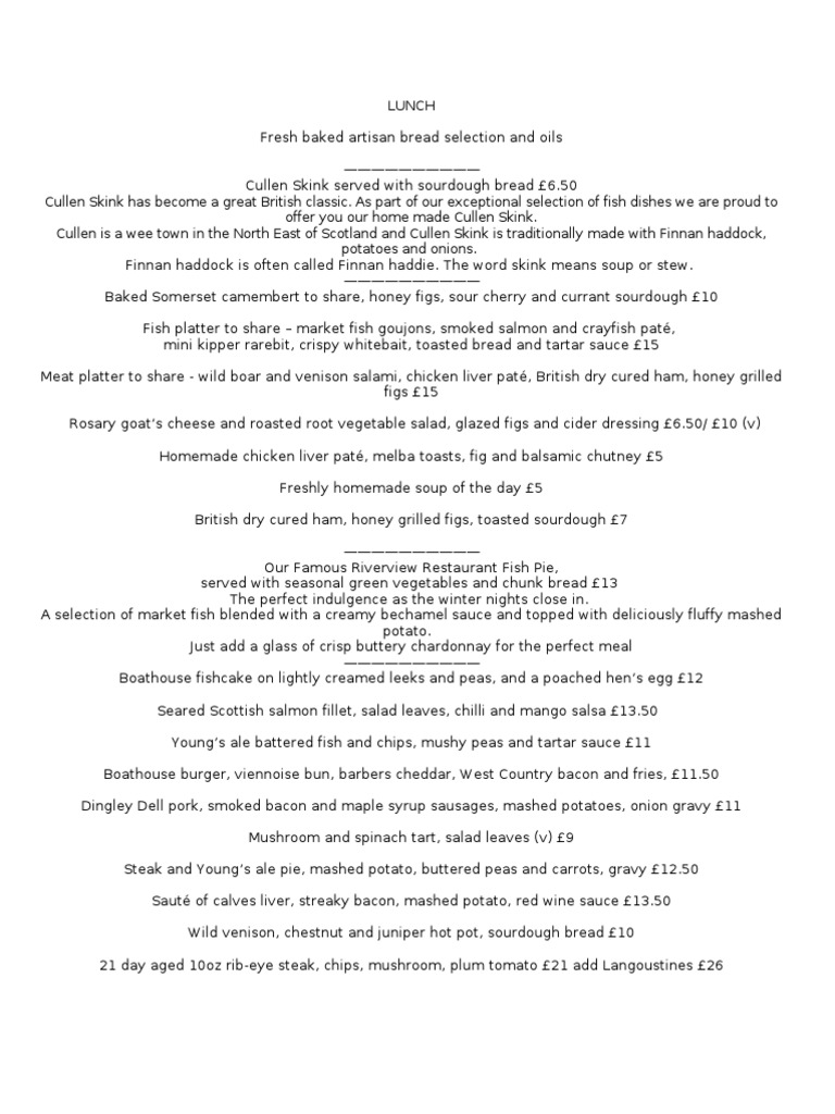 The Boathouse, Riverview Restaurant Menus | PDF | French Fries | Salad