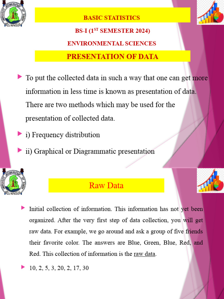 Data Presentation Methods in Statistics | PDF | Data | Random Variable