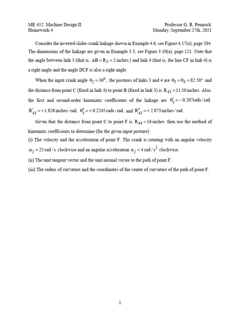 Homework 4 Sol | PDF | Kinematics | Angle
