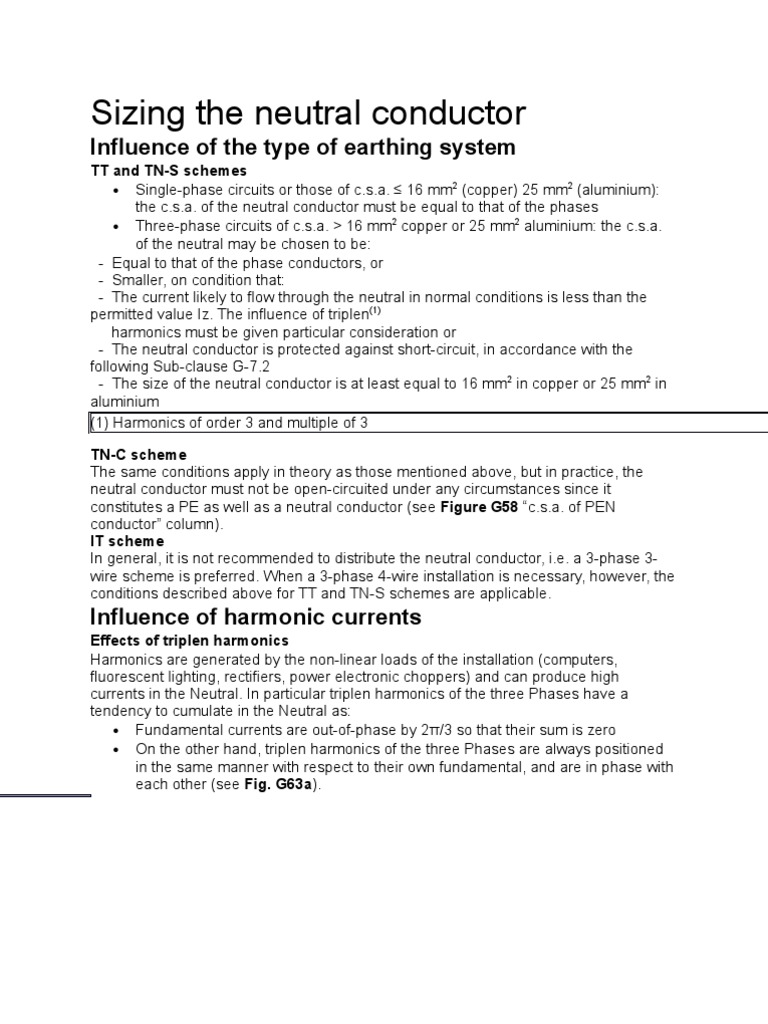 Sizing The Neutral Conductor: Influence of The Type of Earthing System ...