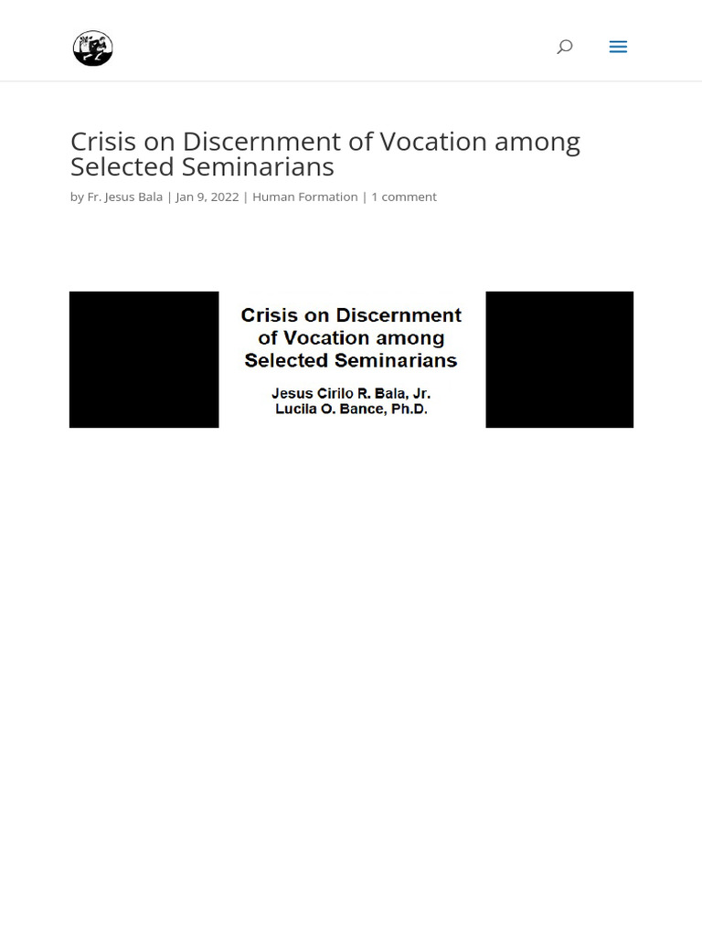 Crisis On Discernment of Vocation Among Selected Seminarians Seminary ...