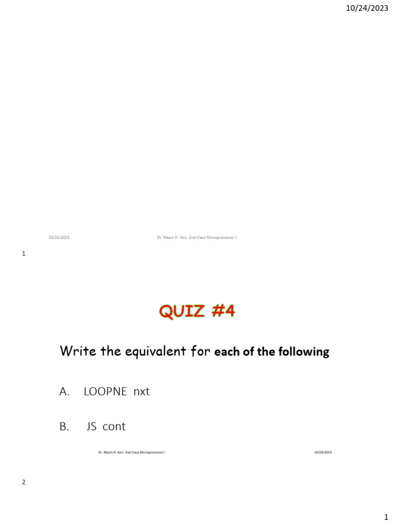 Micro 7 Instruction 4 Arithmatic 30 10 2023 Pdf Theory Of