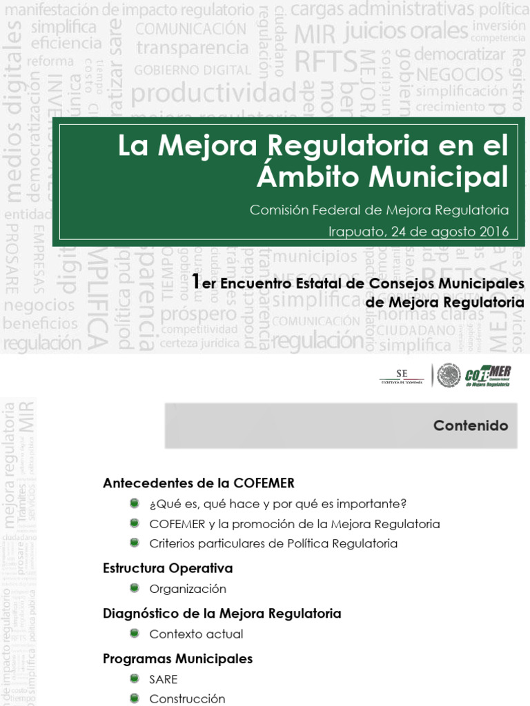 Mejora Regulatoria Municipal COFEMER | PDF | México | Institución