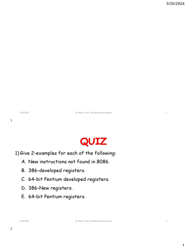 Micro (2) - 9 The Math Coprocessor Part-1 29-3-2024 | PDF | Integer (Computer Science) | 64 Bit ...