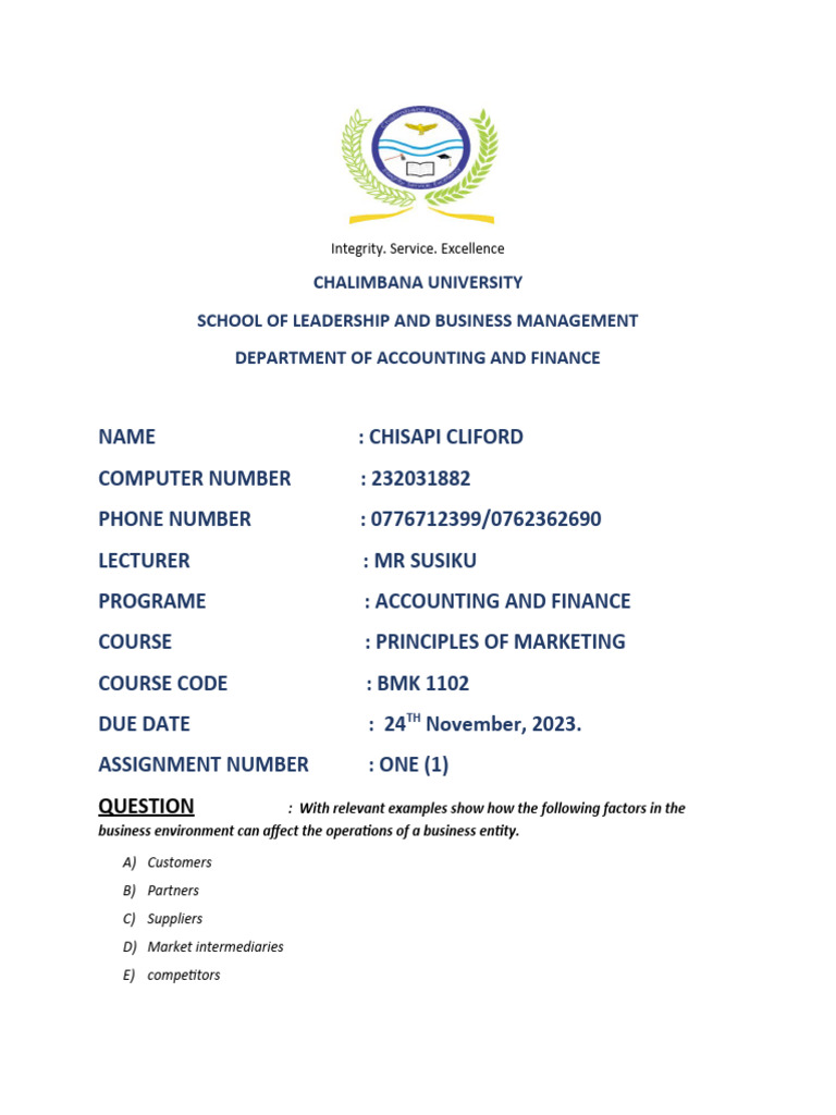 CLIFFORD'S BMK ASSIGNMENT | PDF | Supply Chain | Marketing