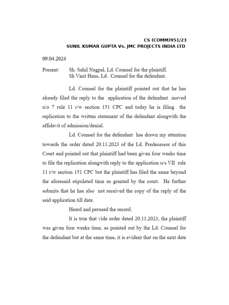 SUNIL KUMAR GUPTA vs. JMC PROJECTS INDIA LTD | PDF