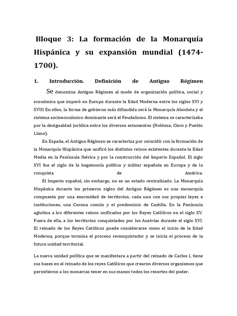 BLOQUE 3. RR - CC. y Dinastia de Los Austrias | PDF | Imperio español | España