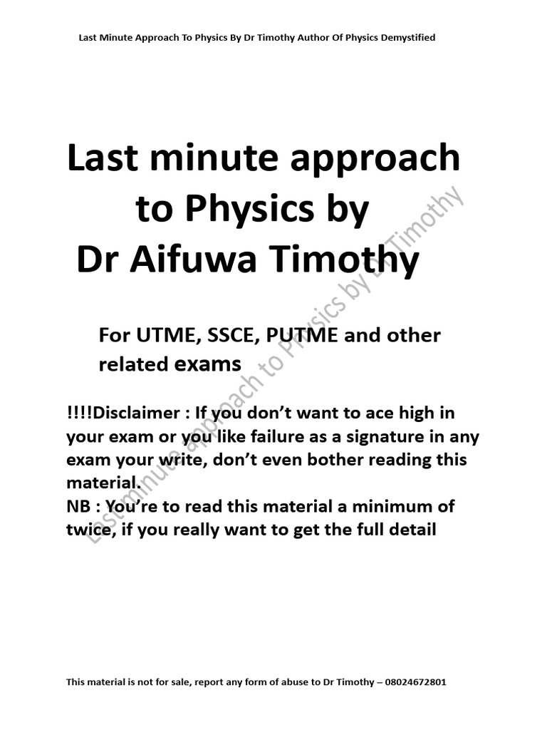 Last Minute Physics Guide by Dr. Timothy | PDF | Waves ...