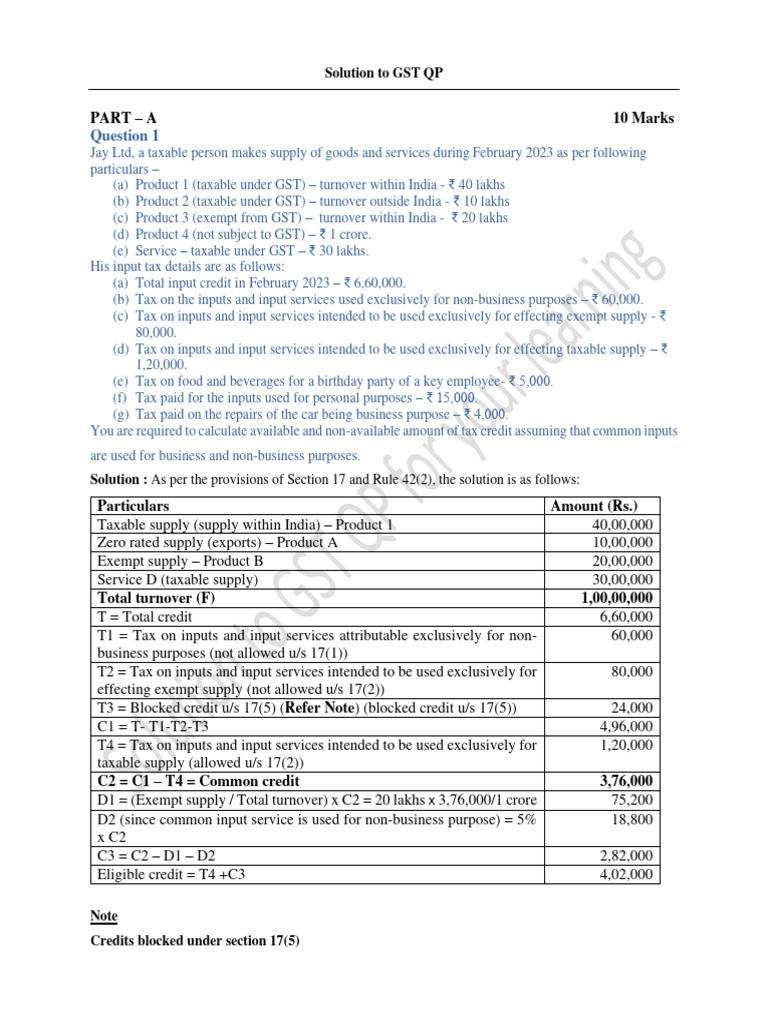 GST QP BBA V Semester | PDF | Taxes | Public Finance
