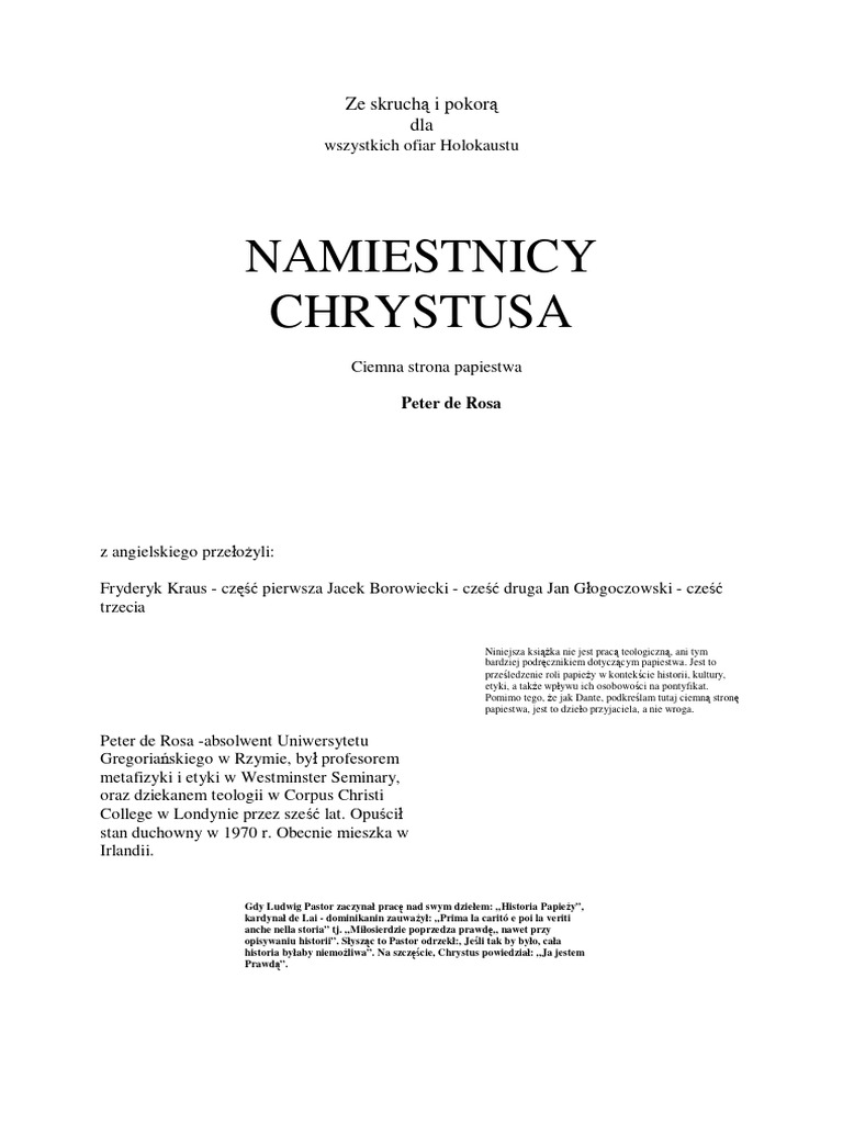 Peter de Rosa - Namiestnicy Chrystusa | PDF