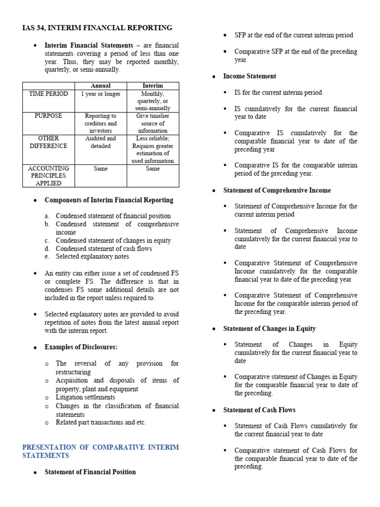 Ias 34-Interim Financial Reporting | PDF | Income Statement | Financial ...
