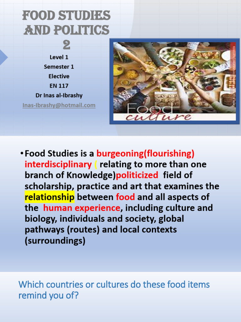 Food Studies: Culture and Identity | PDF | Attitude (Psychology ...