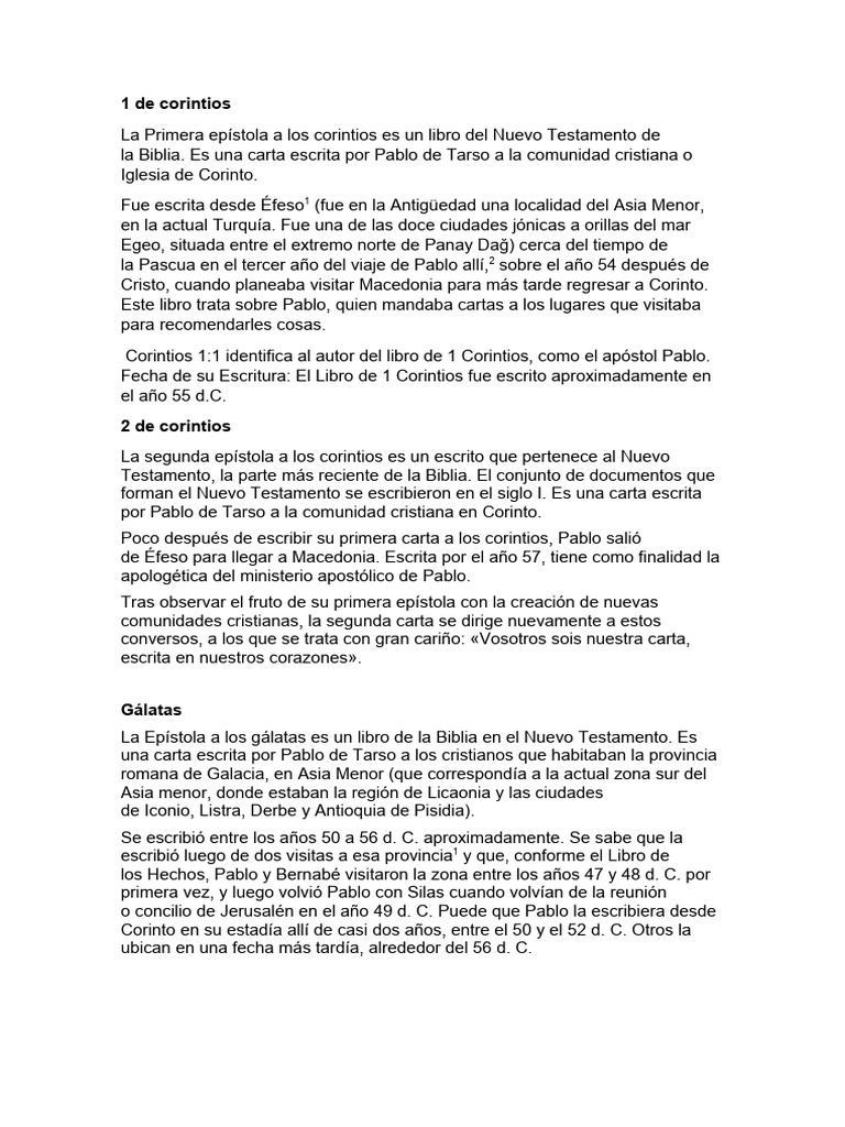 1 de Corintios | Descargar gratis PDF | Pablo el apóstol | Primera epístola a los corintios