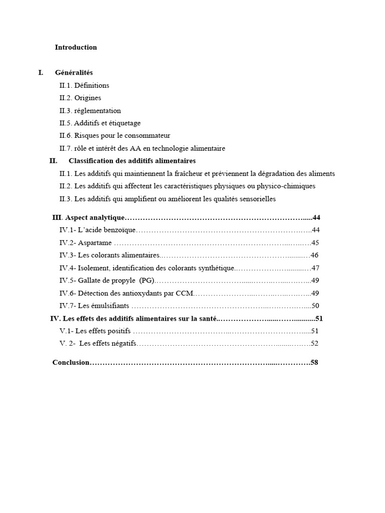 Additifs Alimentaires : Définitions et Réglementation | PDF ...