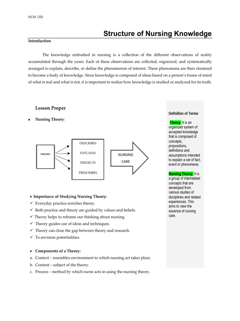 Structure of Nursing Knowledge Explained | PDF | Theory | Knowledge