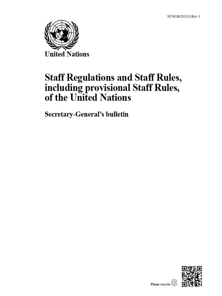 2023 Staff Regulations and Rules of The United Nations | Download Free ...