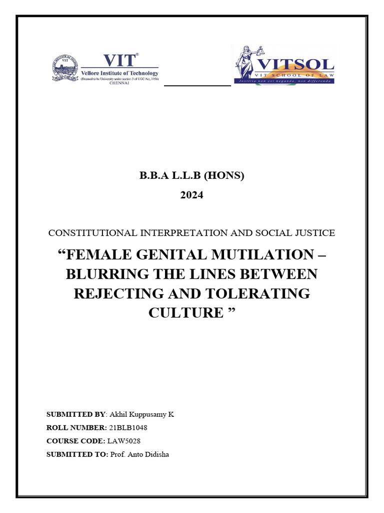 CONSTI INTERPRETATION ASSIGNMENT | PDF | Female Genital Mutilation | Justice
