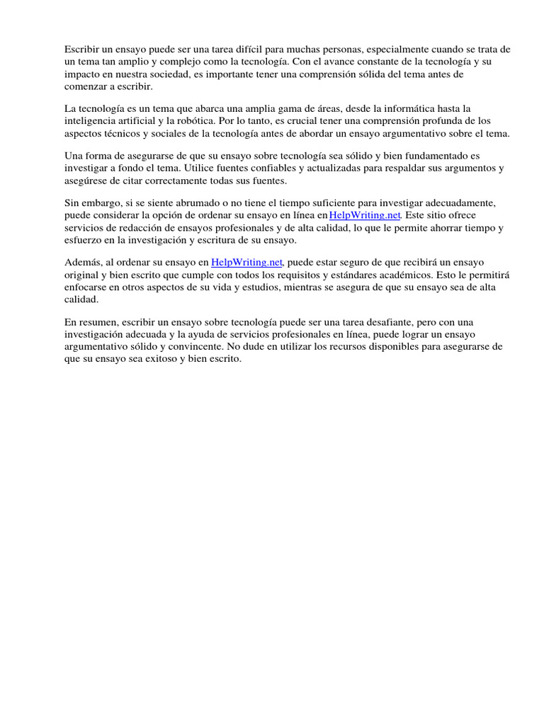 Argumentative Essay Technology | PDF | Essays | Experience