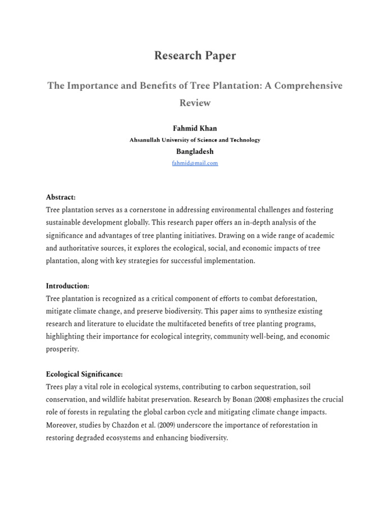 Research Paper On Tree Plantation | PDF | Climate Change Mitigation ...