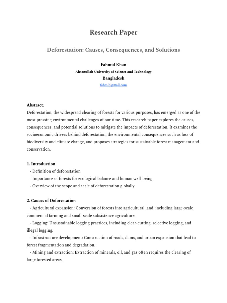 Deforestation: Causes, Effects, Solutions | PDF | Deforestation ...