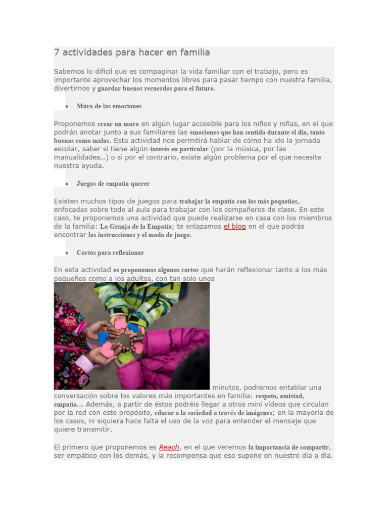 7 Actividades para Hacer en Familia | PDF | Empatía