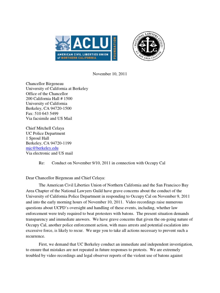 ACLU Public Records Act Request To UC Police | PDF | Criminal Justice ...