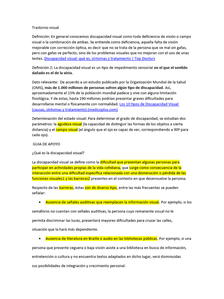 Trastorno visual | PDF | Discapacidad visual | Invalidez