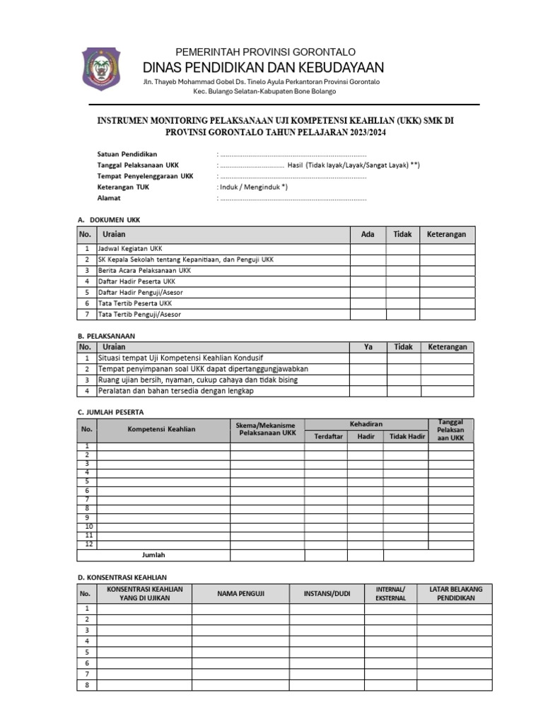 Instrumen Monev Ukk SMK 2024 FIX | PDF