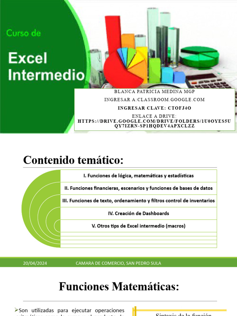 Presentacion inicial Excel Intermedio | PDF | Microsoft Excel | Bases de datos