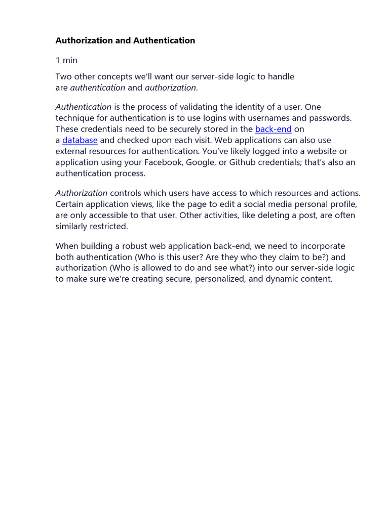 Authentication and Authorization Explained | PDF