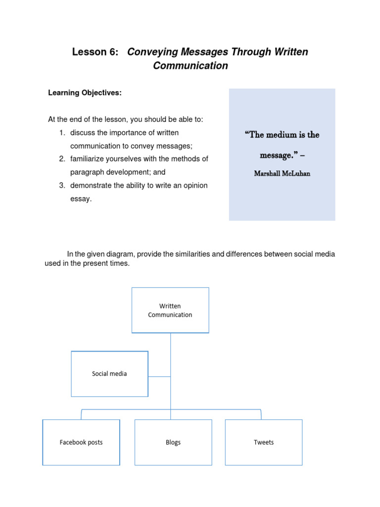 Lesson 6 Conveying Messages Through Written Communication | PDF ...