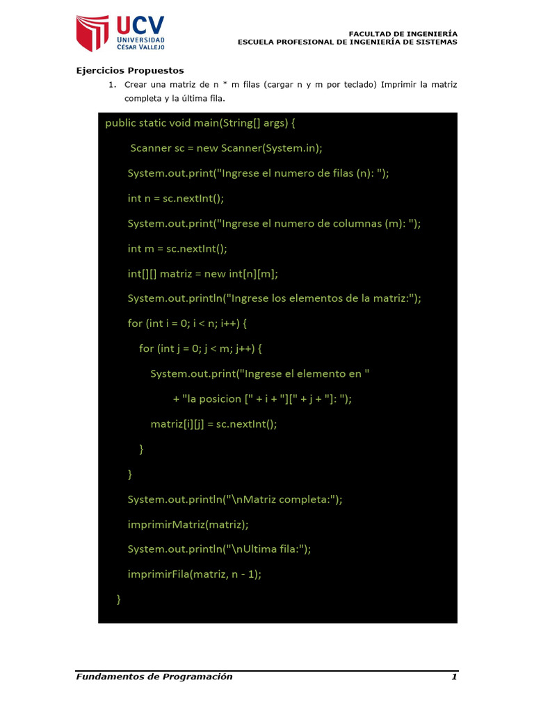 Ejercicios de Matrices en Java | PDF | Programación de computadoras ...