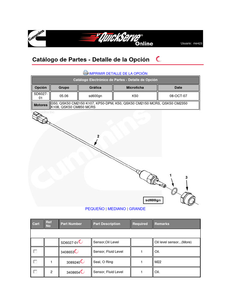 Catálogo de Partes Cummins 47202-3005 | PDF | Tecnología