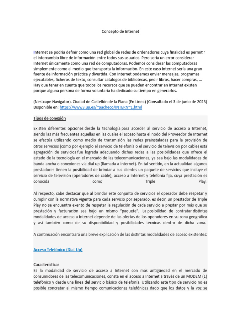 Concepto de Internet | PDF | 3 G | Internet