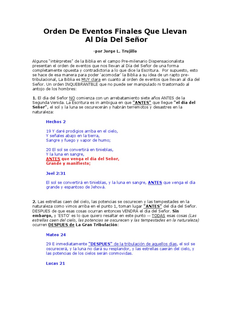 Orden de Eventos Finales Que Llevan | antecristo | Cristo (título)