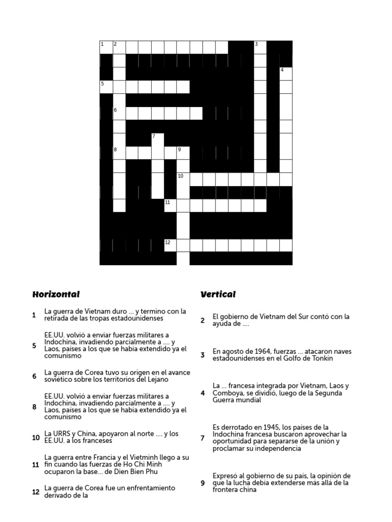 Jugar Crucigrama - Puzzel.org | PDF | Indochina Francesa | Operaciones ...
