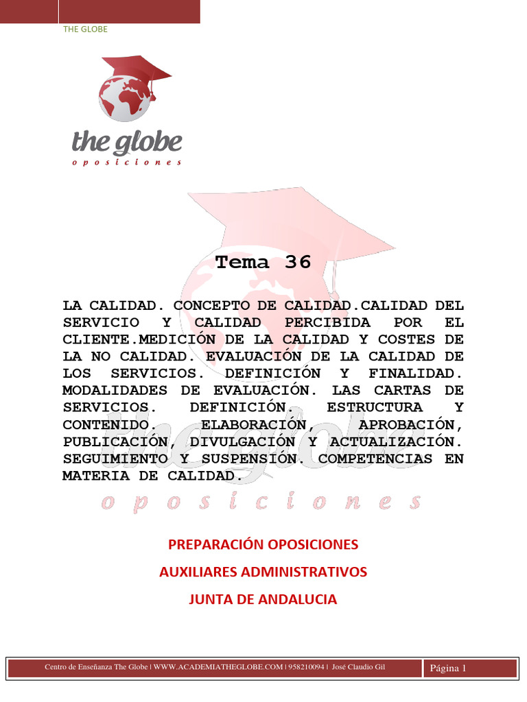 Tema 36 Administrativos Junta de Andalucía (Modificado 07-04-2024) | PDF | Calidad (comercial ...