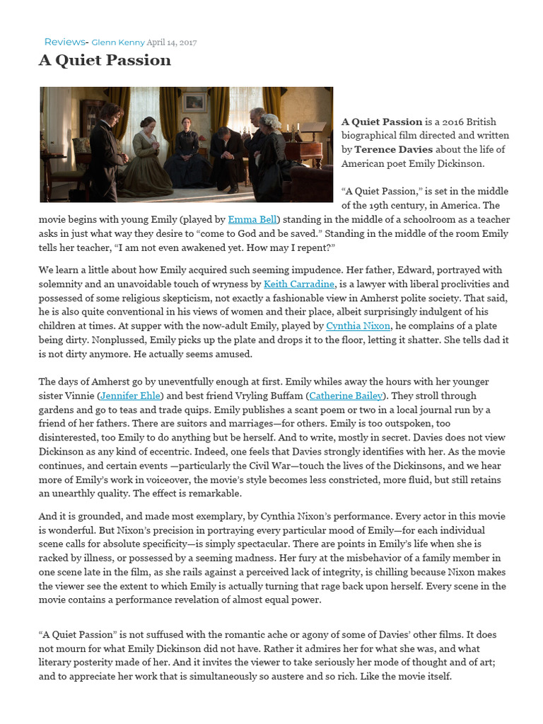 A Quiet Passion Review | PDF