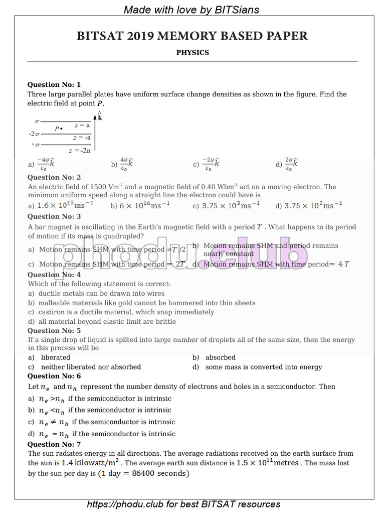 Bitsat Paper 5 | PDF | Chemical Reactions | Physical Chemistry