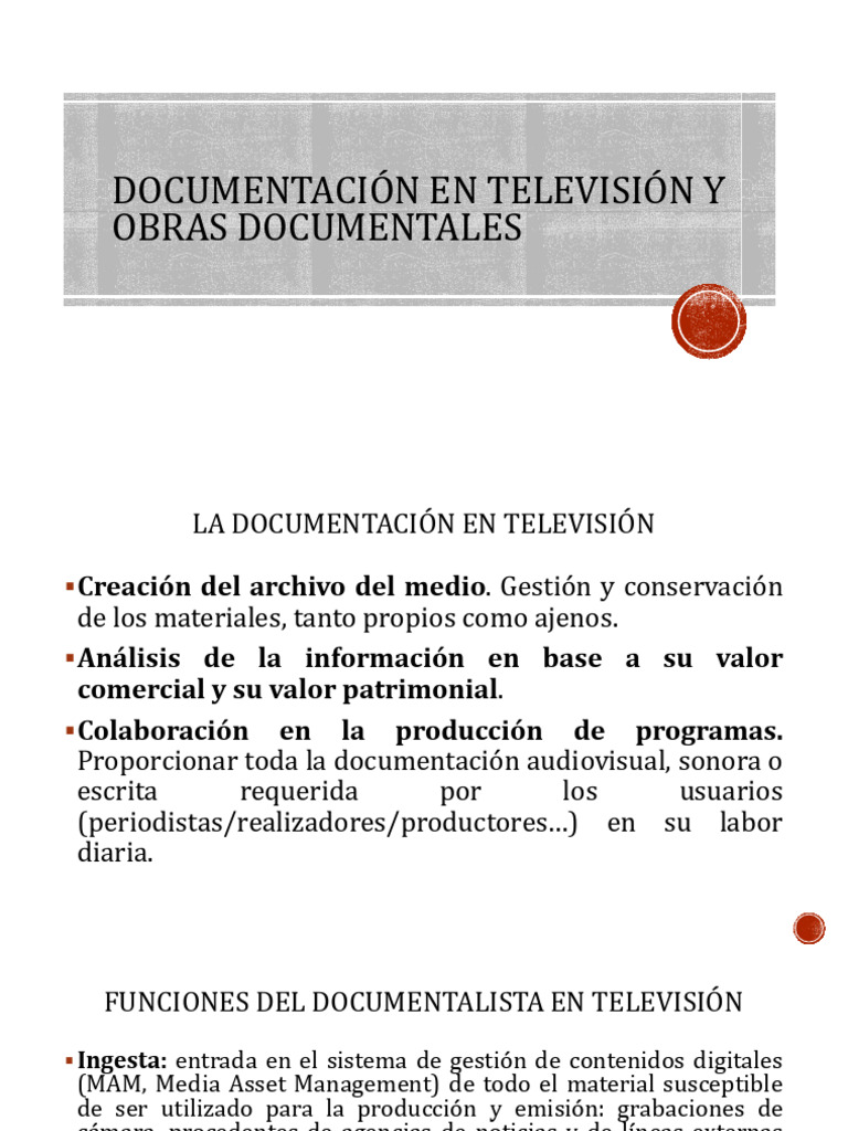 Documentación en Televisión y Obras Documentales | PDF | Documental ...