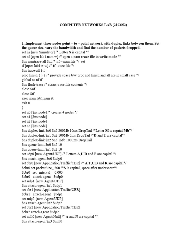 COMPUTER NETWORKS LAB Manual | PDF | Internet Protocols | Computer Networking