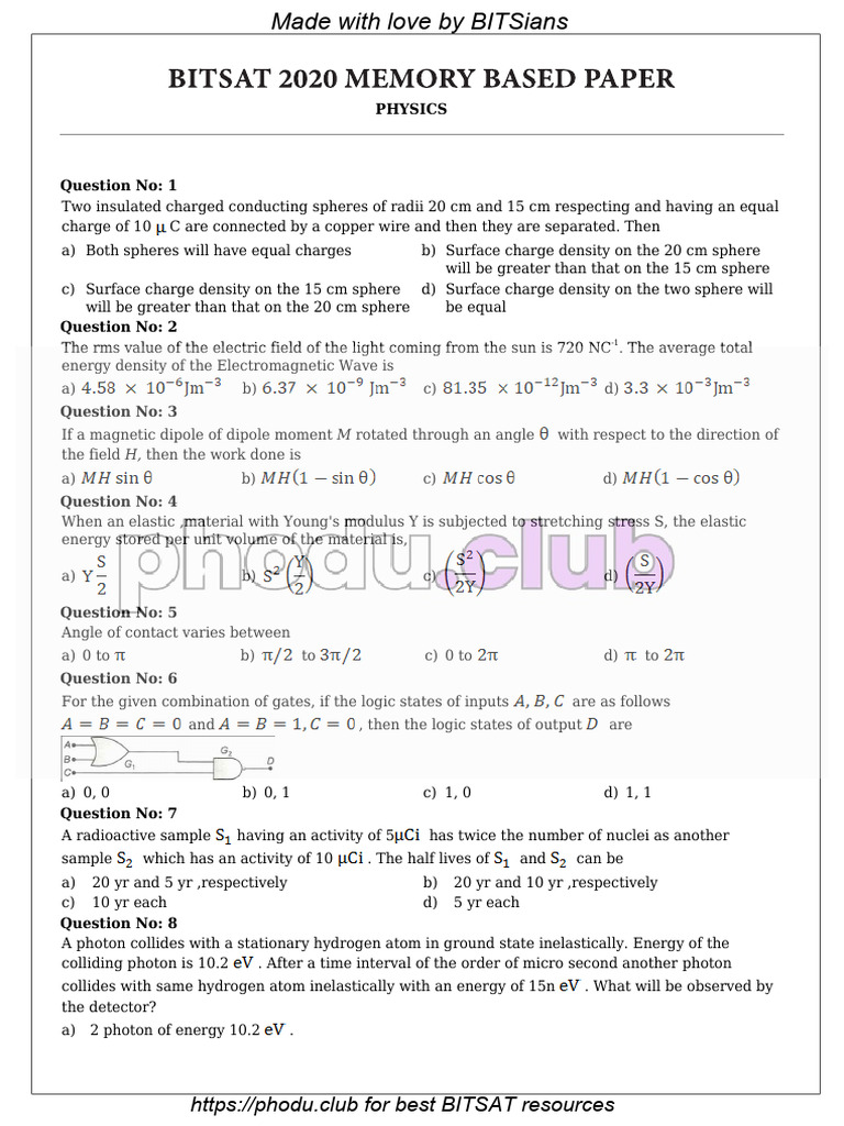Bitsat Paper 4 | PDF | Chemical Polarity | Electron