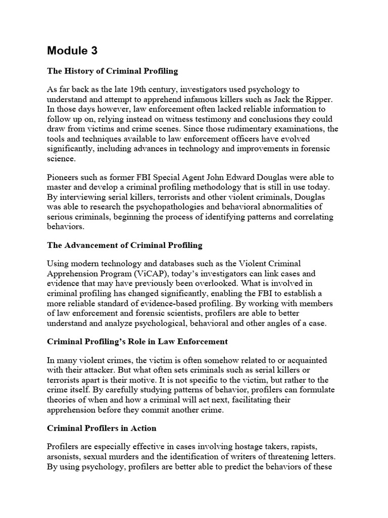 Module 3 | PDF | Offender Profiling | Crimes