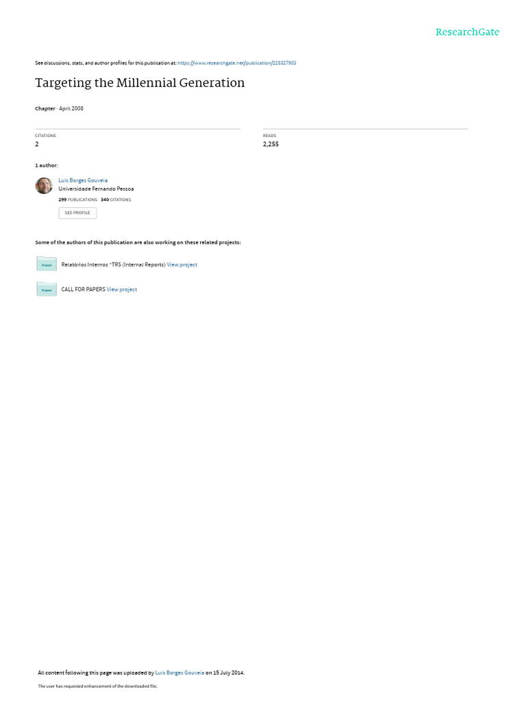 Targeting the Millennial Generation | PDF | Millennials | Advertising
