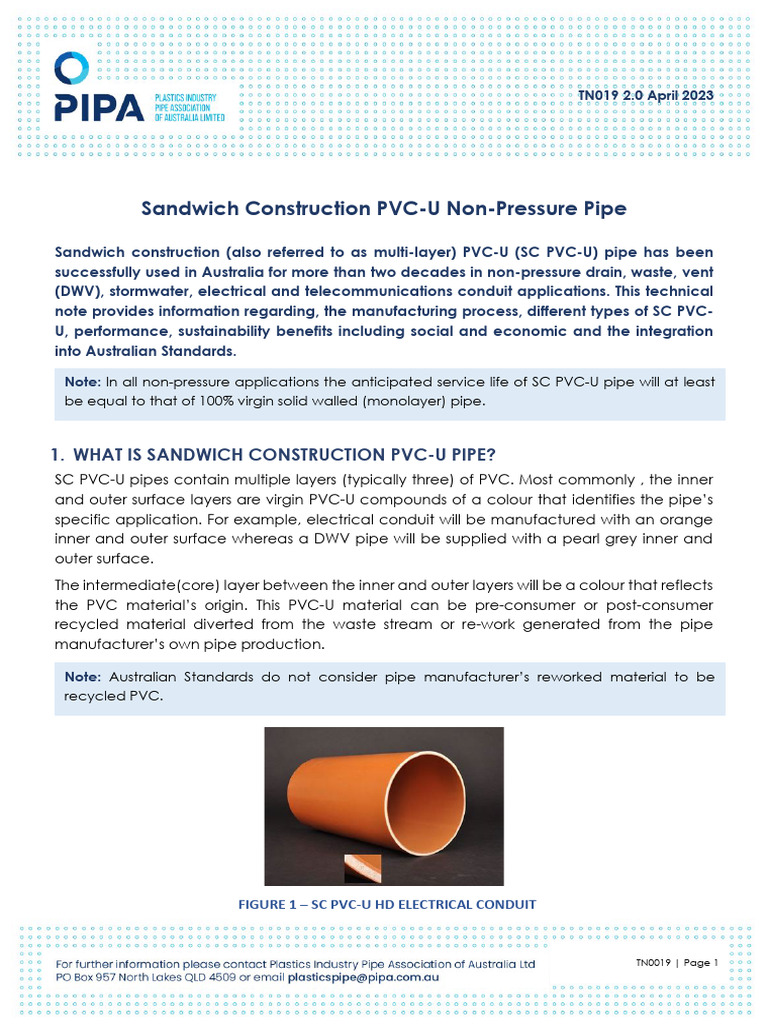 TN019 Sandwich Construction PVC-U Non-Pressure Pipe April 2023 | PDF ...